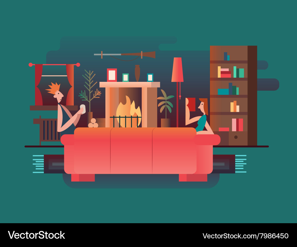 Interior room fireplace Royalty Free Vector Image