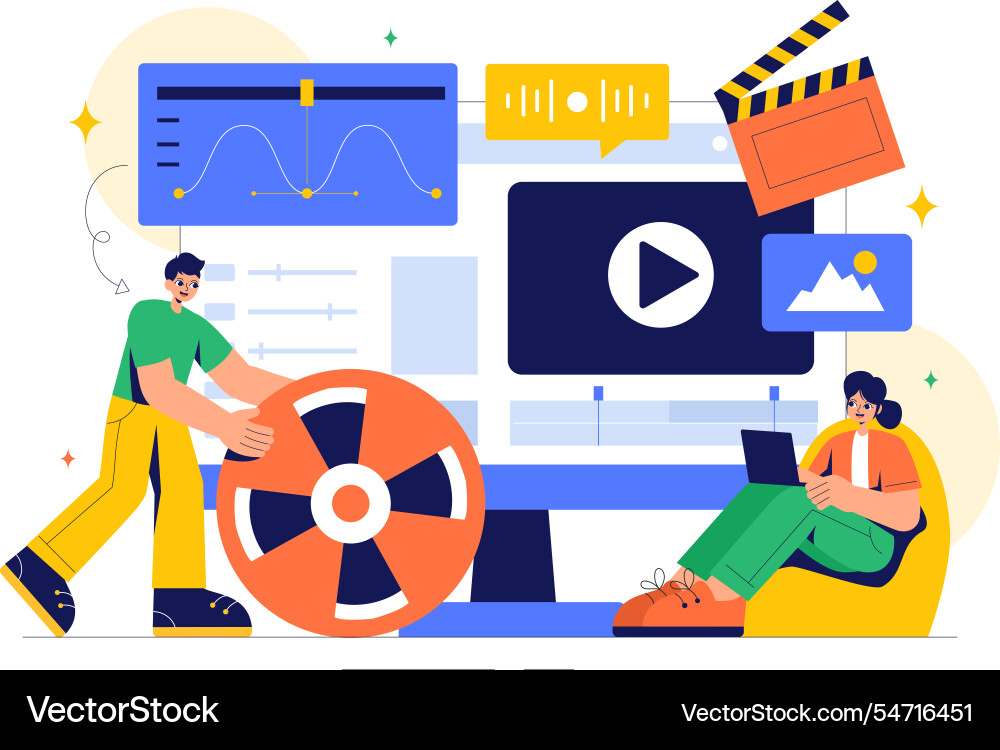 A video editor program featuring editing Vector Image A video editor program featuring editing Vector Image