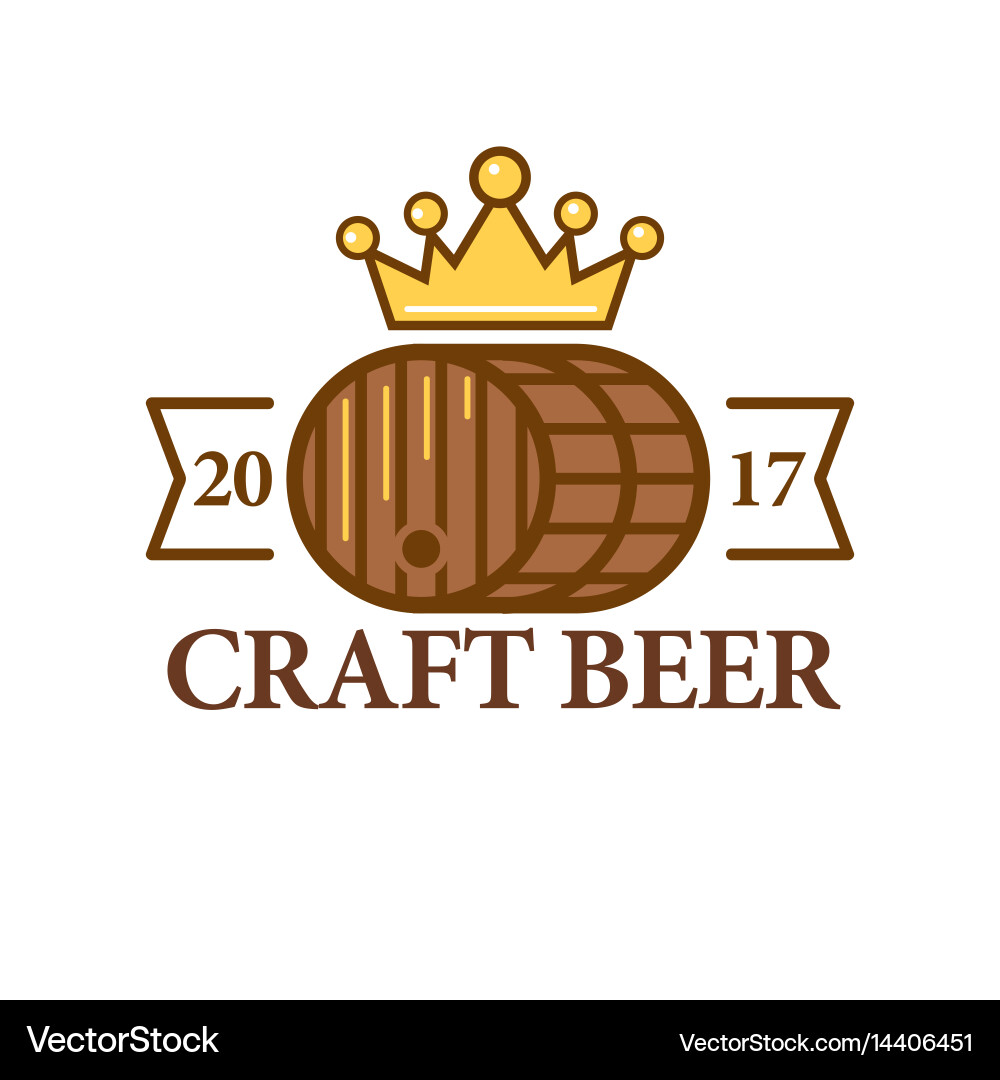 Craft beer logo with a barrel Royalty Free Vector Image
