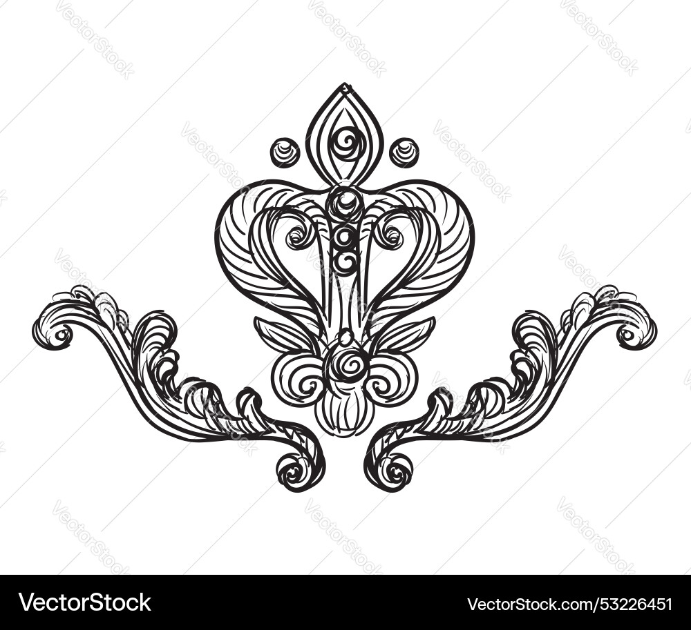 Drawing element baroque style isolated Royalty Free Vector