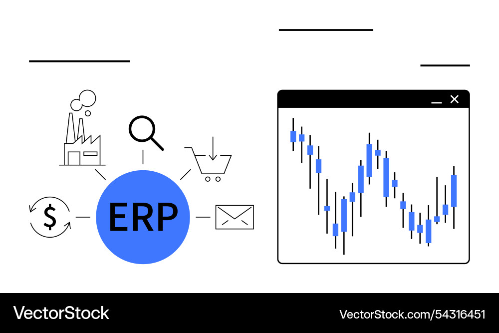 Erp system integration with data analytics in Vector Image