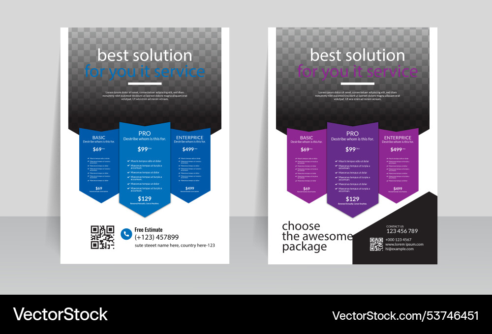 Pricing table flyer template Royalty Free Vector Image