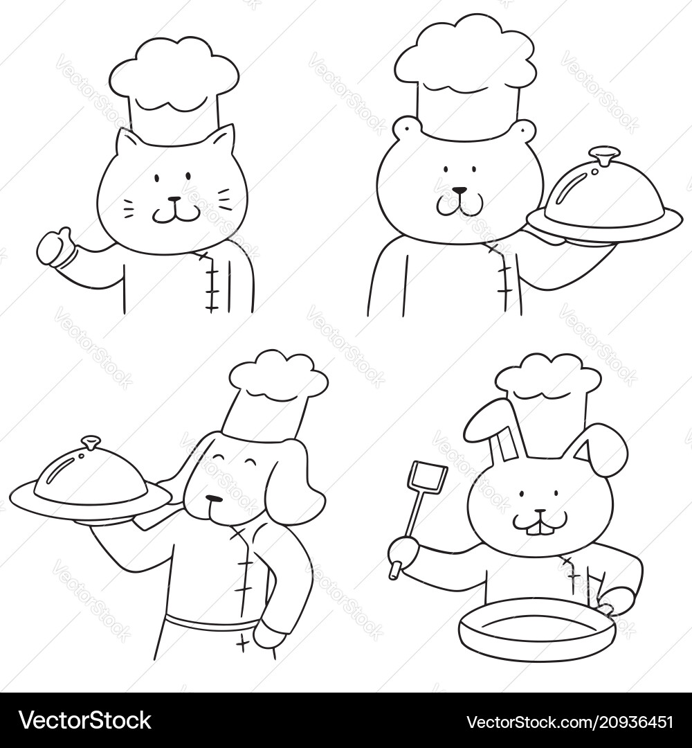Set of animal chef Royalty Free Vector Image - VectorStock