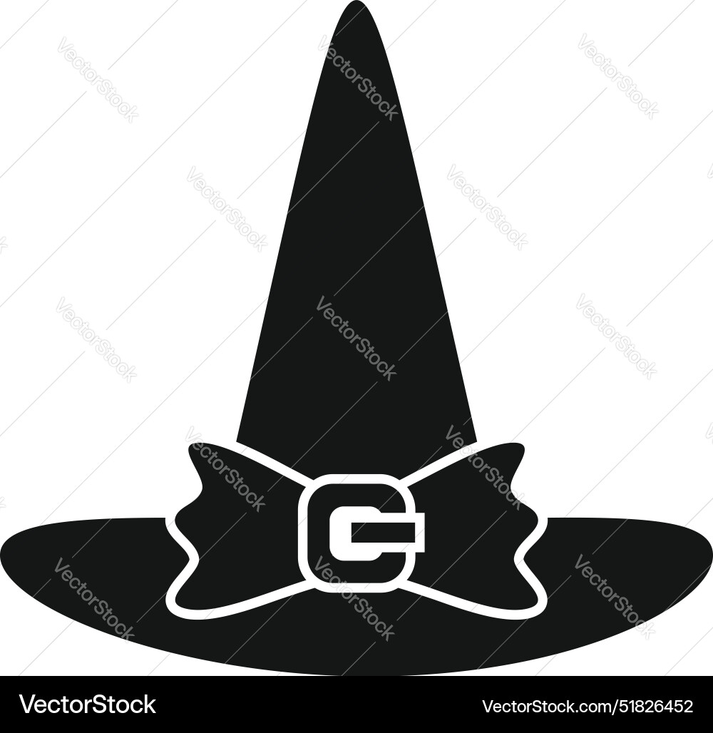 Black witch hat with bow and buckle pointing up Vector Image