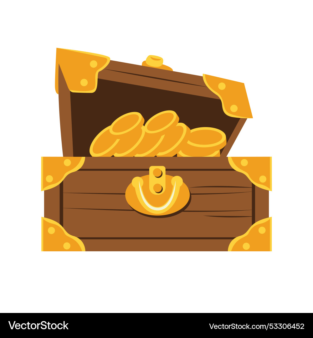 Cartoon open treasure chest Royalty Free Vector Image