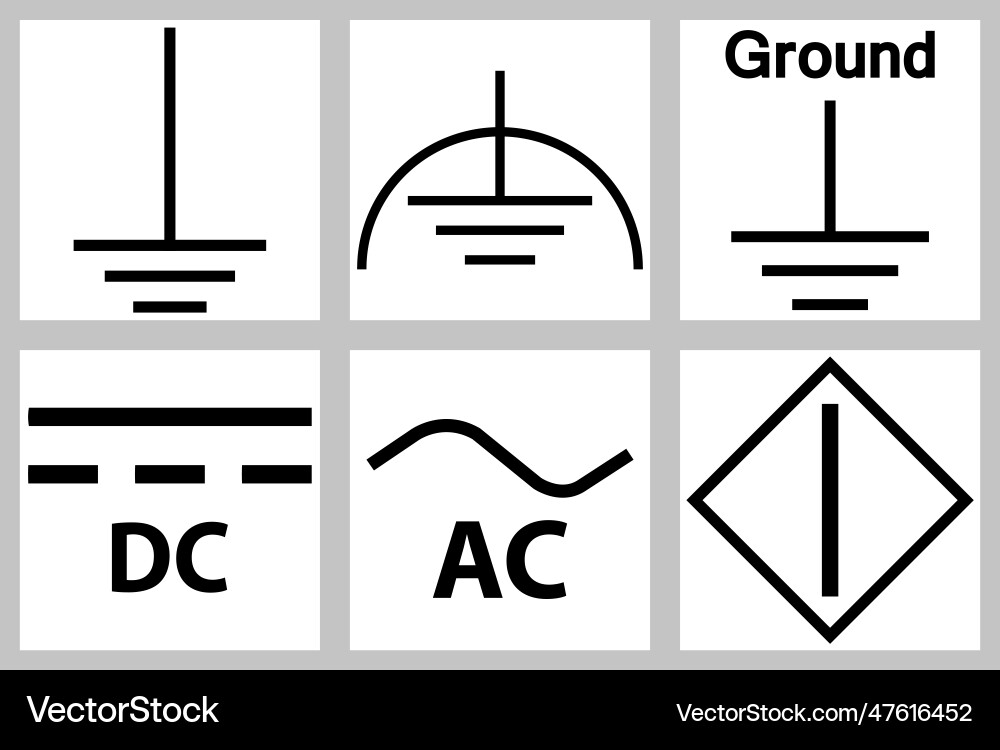 Earth Ground Symbol - AC/DC Circuit Protection Vector Image