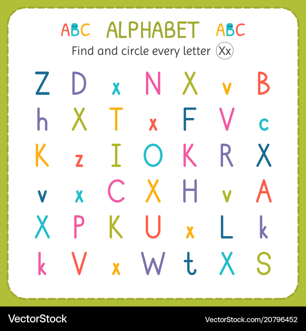 Find and Circle X Worksheet Royalty Free Vector Image