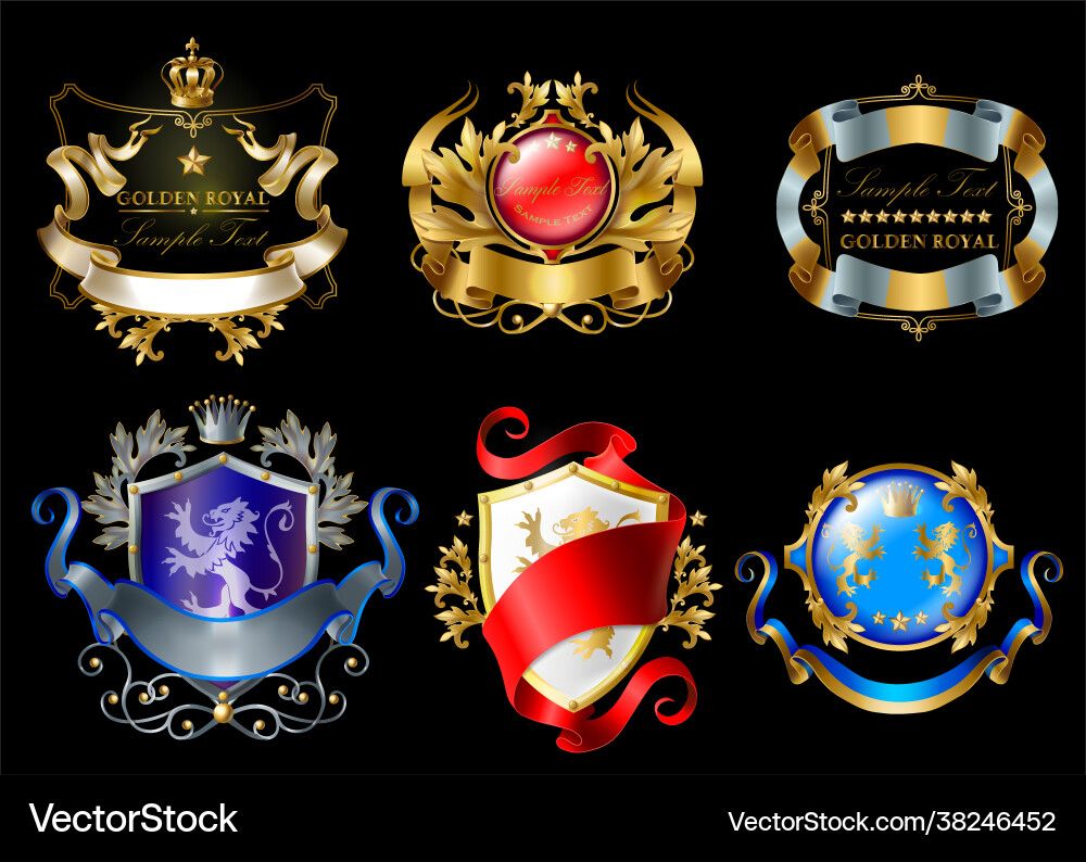 Royal Crests & Emblems Set Royalty Free Vector Image
