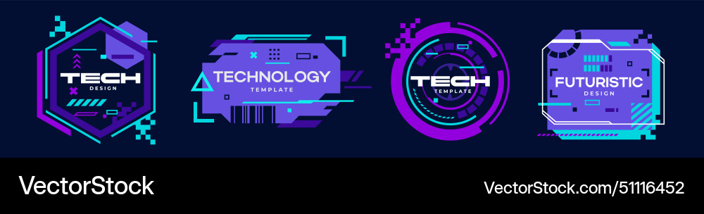 Set of futuristic it badges Royalty Free Vector Image