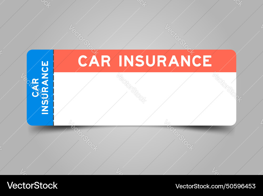 Blue and orange color ticket with word car Vector Image