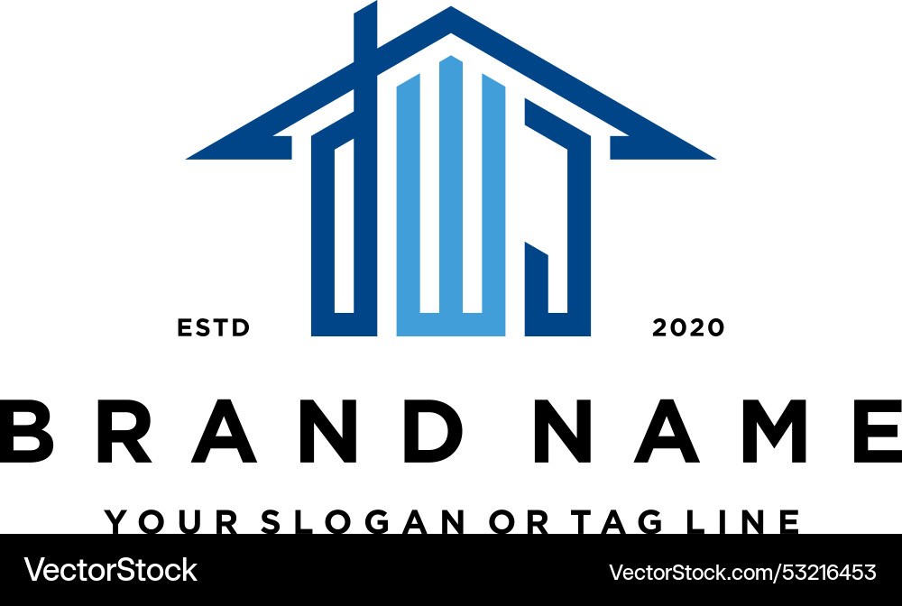 Creative letter dwj home roof logo design Vector Image