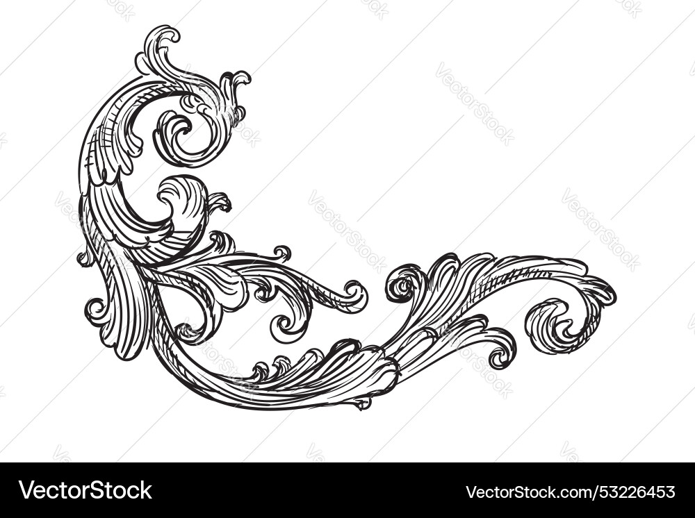 Drawing vintage ornate element isolated Royalty Free Vector