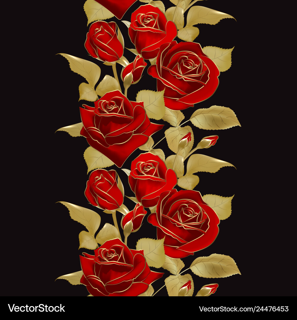 Flower border realistic rose 3d Royalty Free Vector Image