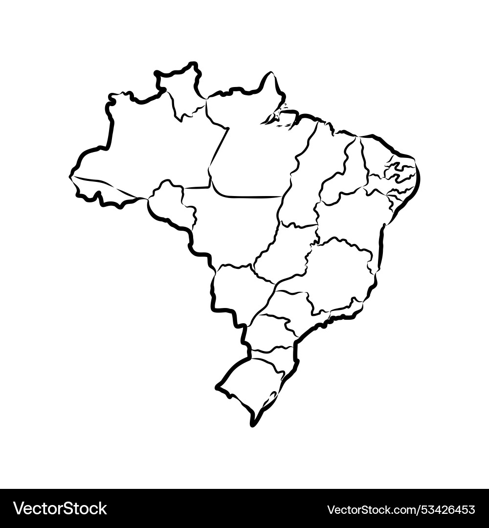 Hand drawn doodle map of brazil Royalty Free Vector Image
