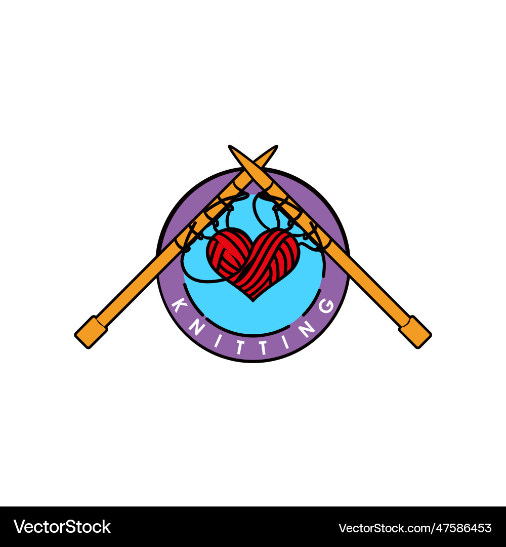 Knitting lovers logo design badge Royalty Free Vector Image