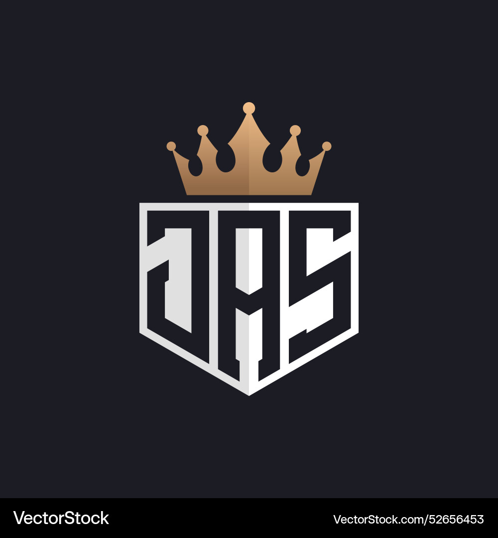 Luxury jas logo with crown elegant initials Vector Image