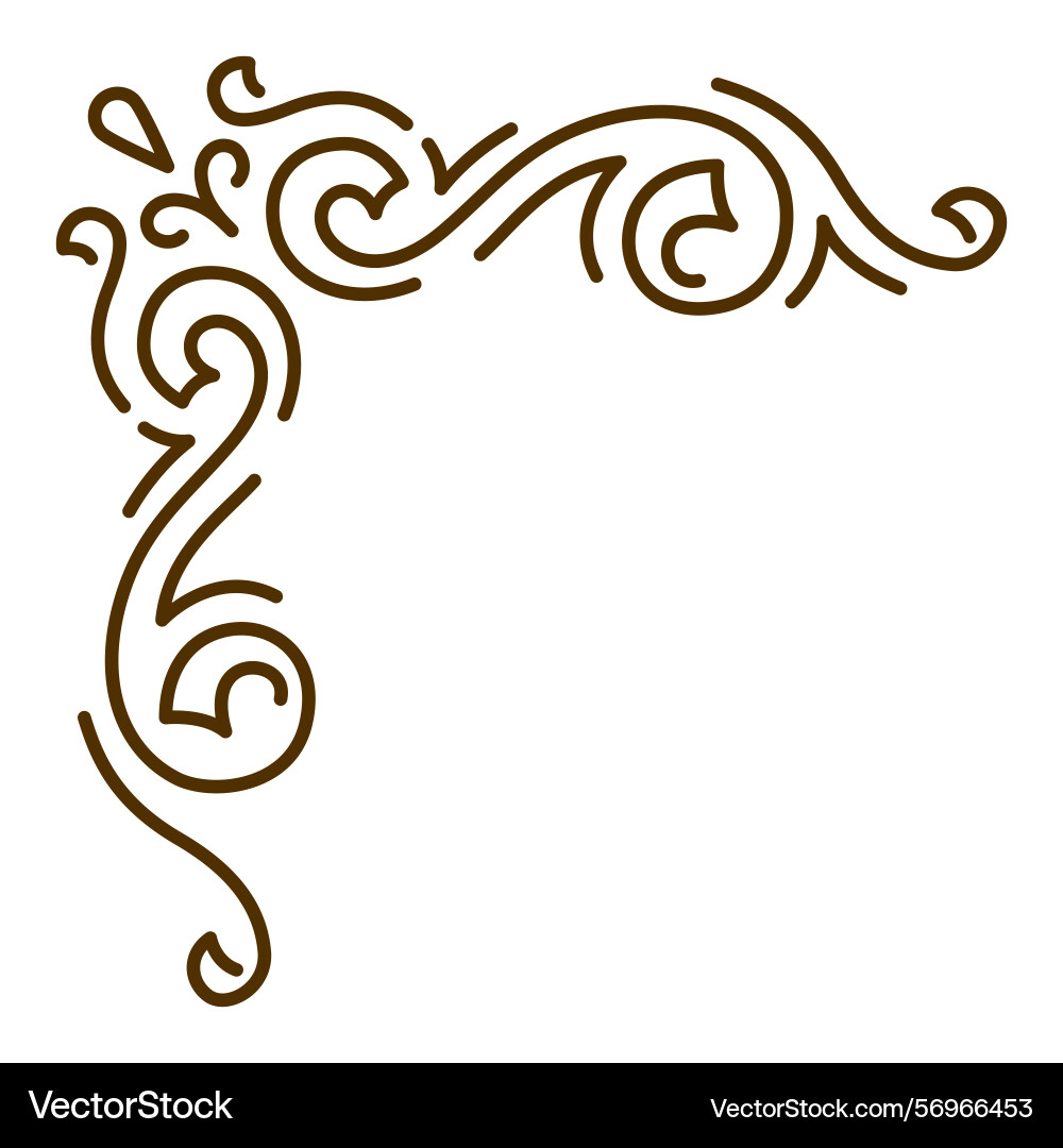 Modern Line Curl Decorative Corner Element Vector Image