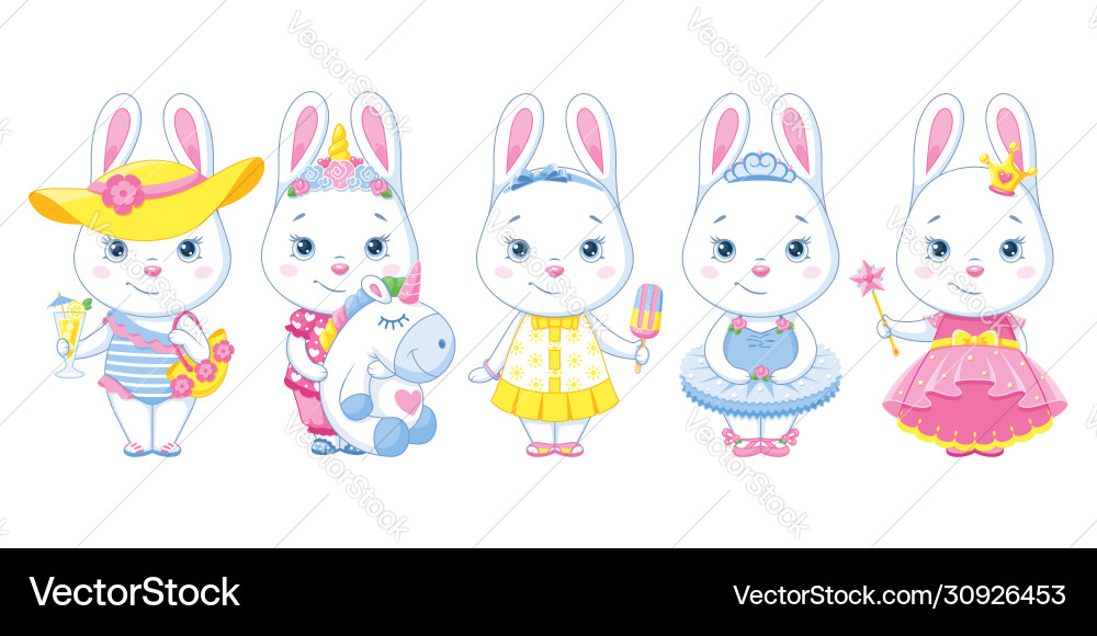 White bunny character Royalty Free Vector Image