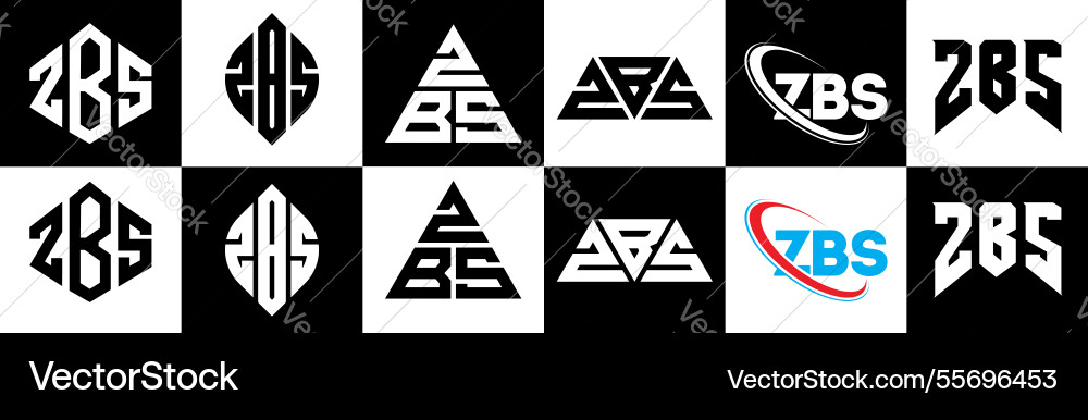 Zbs letter logo design in six style polygon Vector Image