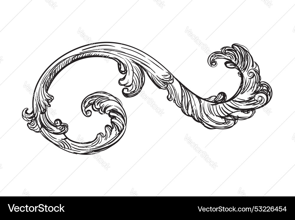 Drawing vintage element baroque style Royalty Free Vector