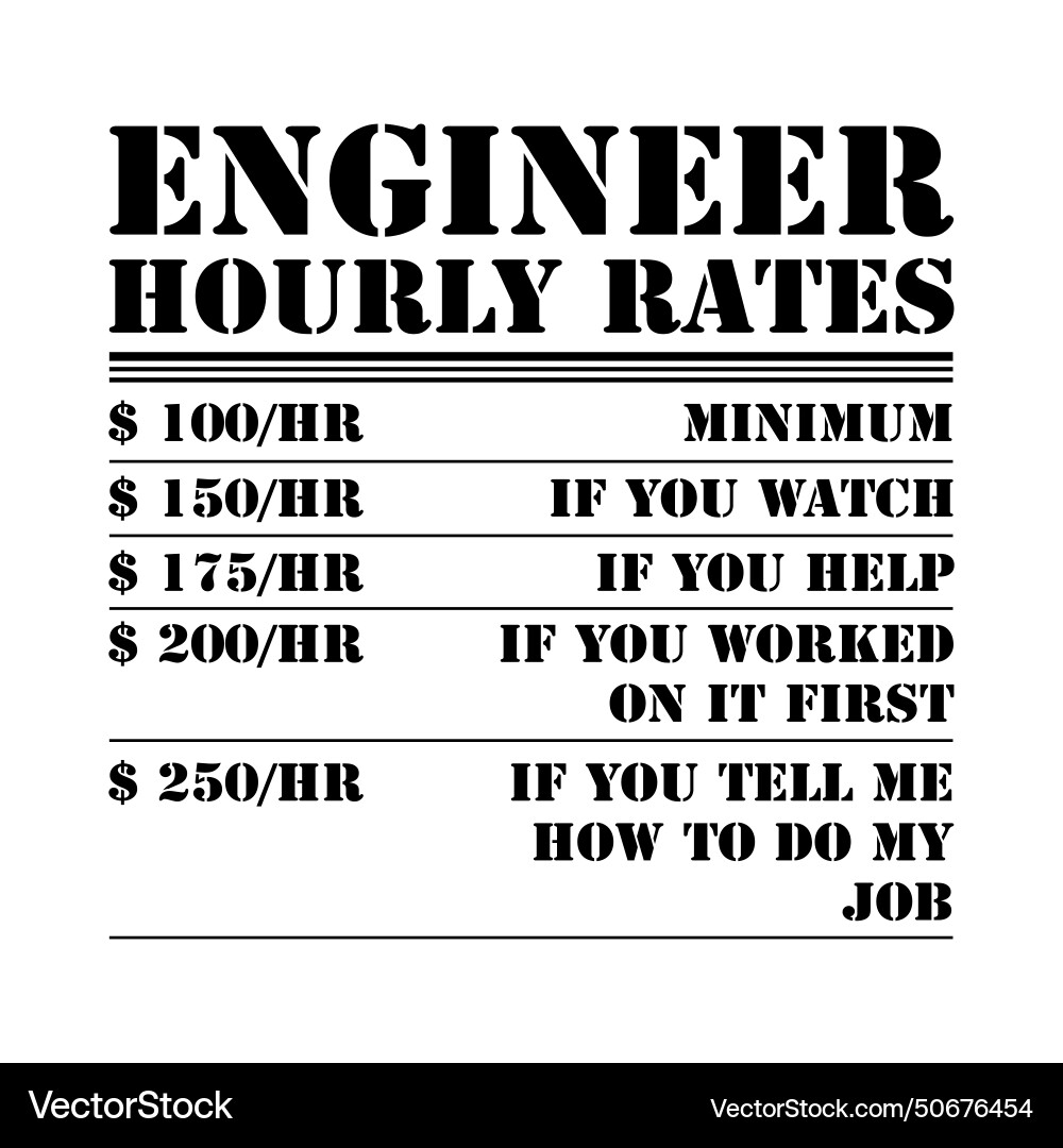 Engineer hourly rate funny engineering mechanical Vector Image Engineer hourly rate funny engineering mechanical Vector Image