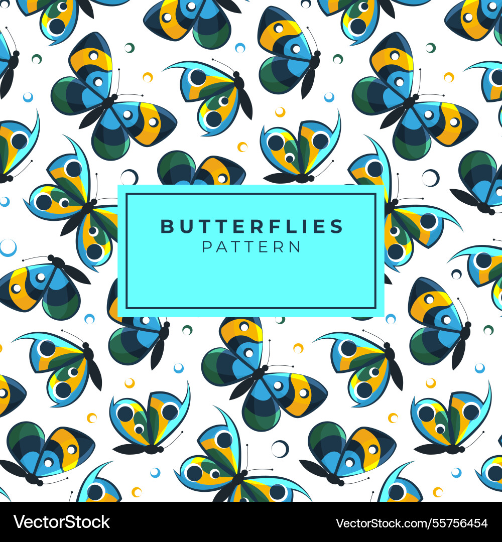 Flat butterflies pattern Royalty Free Vector Image