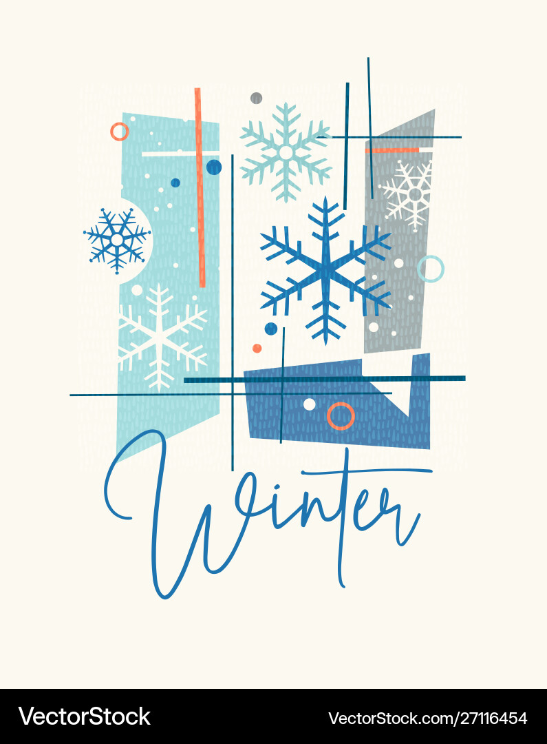 Mid century modern winter snowflakes design Vector Image