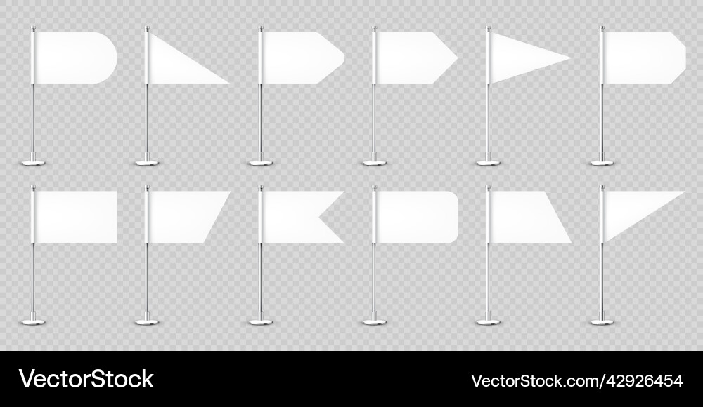 Realistic various table flags on a chrome steel Vector Image