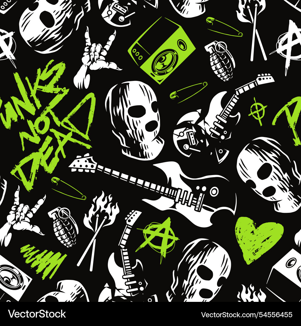 Bold punk rock design with iconic symbols Vector Image