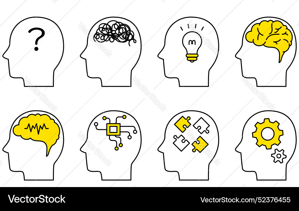 Human profile icon set questions and confusion Vector Image