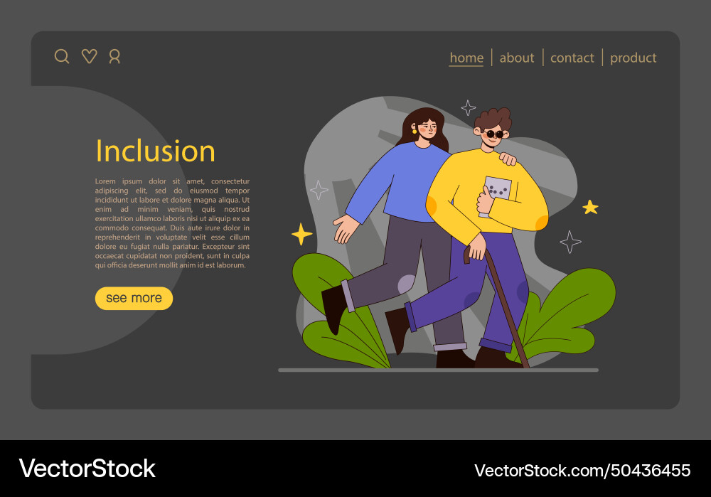 Inclusion concept joyful companionship Royalty Free Vector