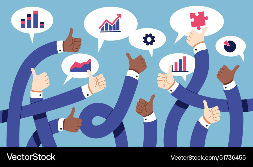 Long business people hands flexible human arms Vector Image