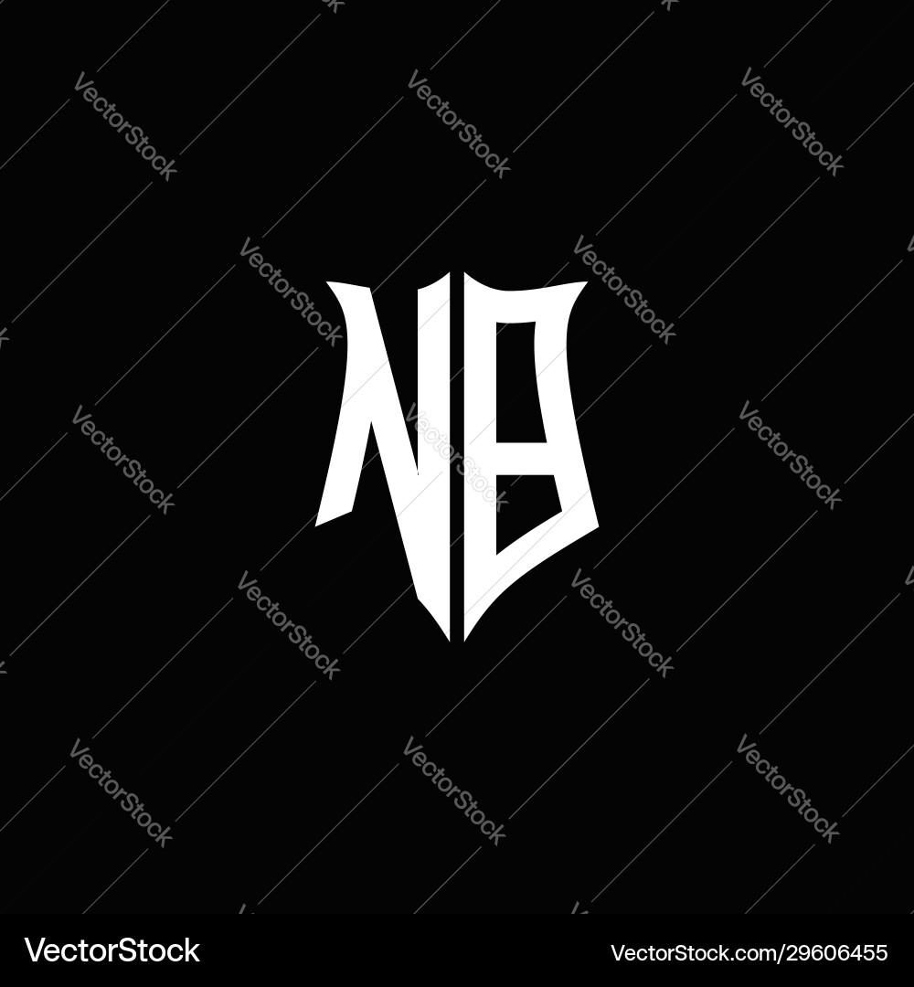 Nb monogram letter logo ribbon with shield style Vector Image