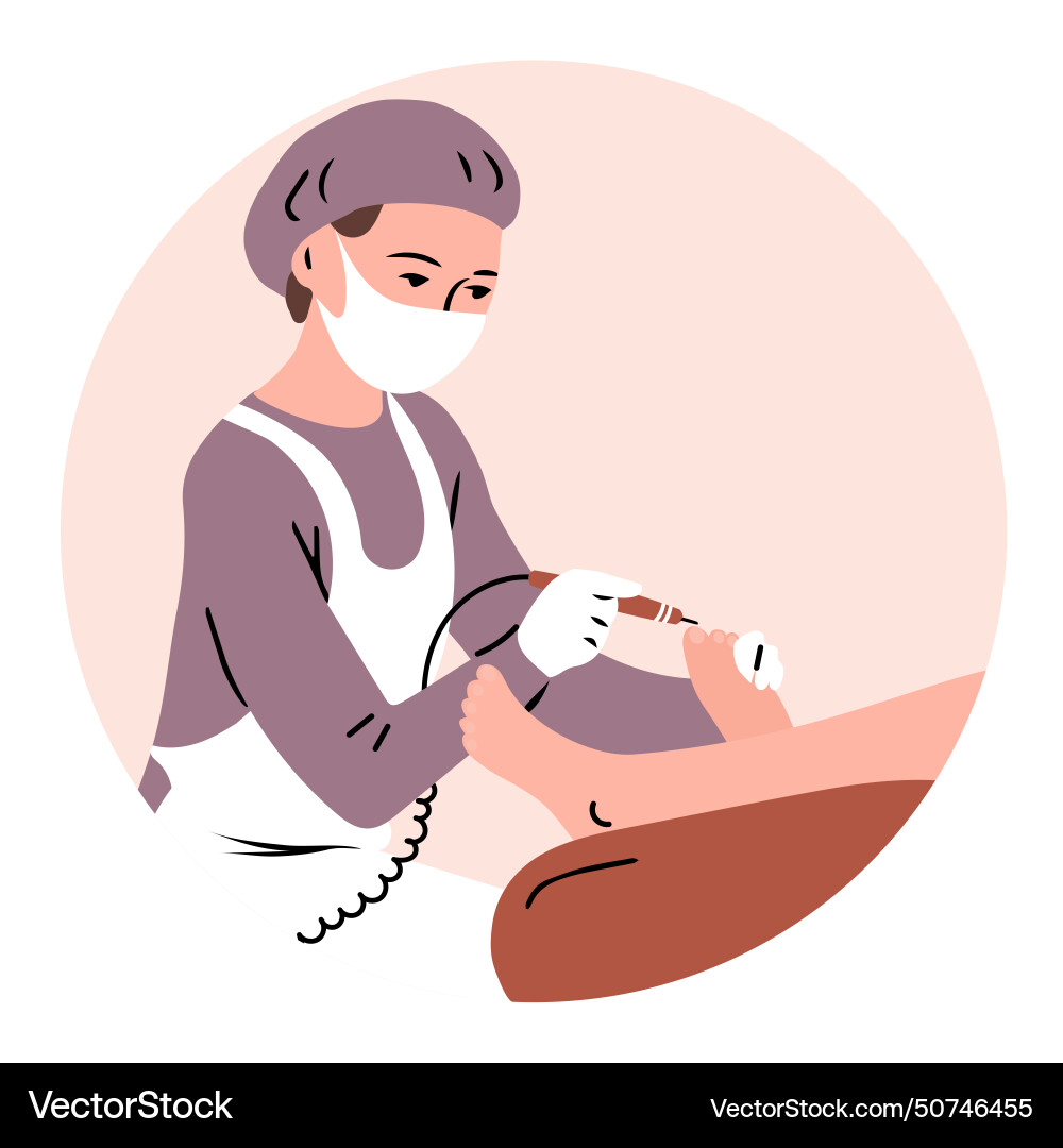 Podiatrist performs a pedicure procedure Vector Image