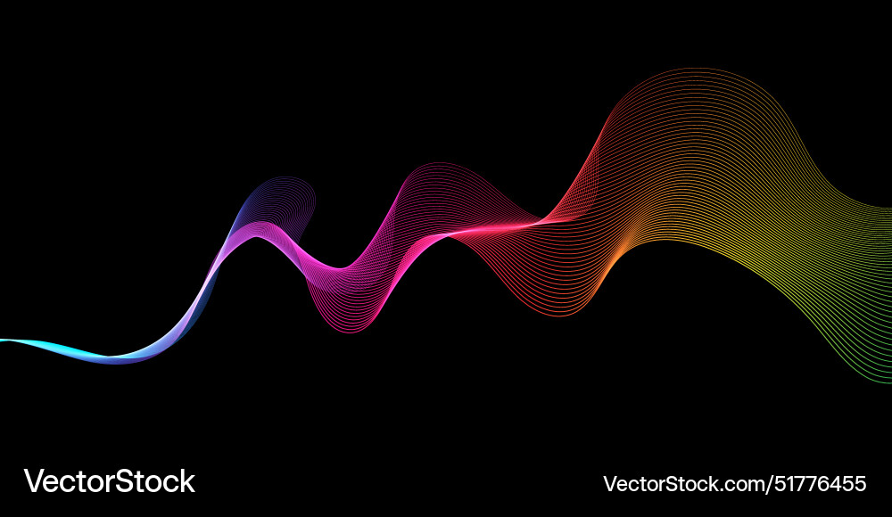 Rainbow coloured flowing lines banner design Vector Image