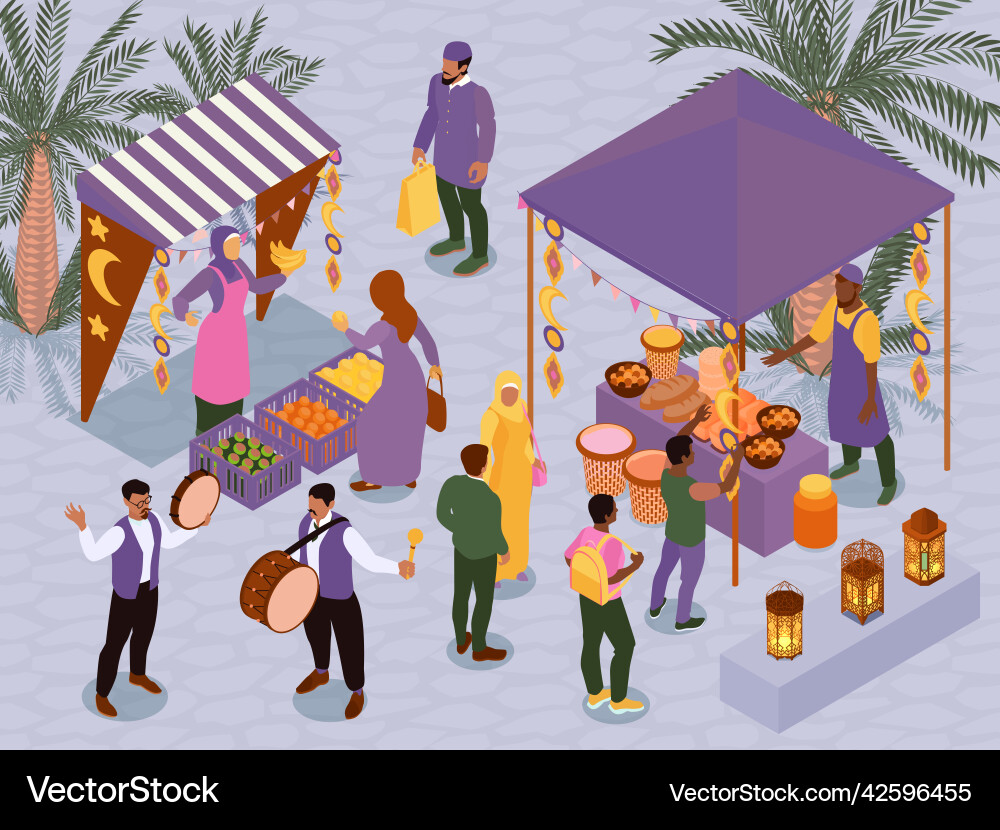 Ramadan isometric Royalty Free Vector Image - VectorStock