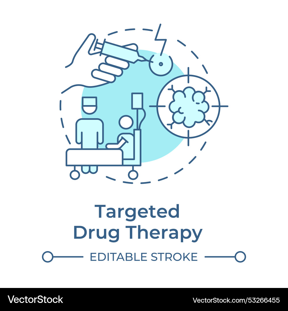 Targeted drug therapy soft blue concept icon Vector Image