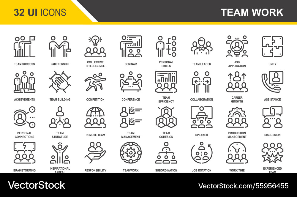 Team work icons Royalty Free Vector Image - VectorStock