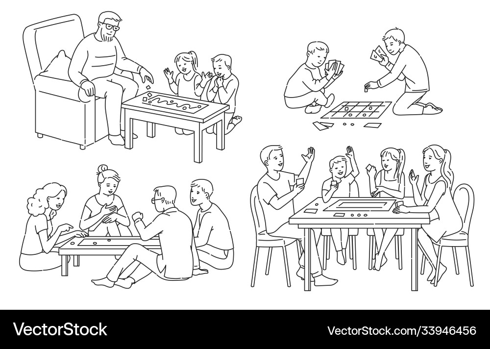 Cartoon People Playing Board Games Royalty Free Vector Image