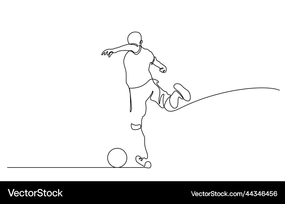 Continuous Line Football Shot Royalty Free Vector Image