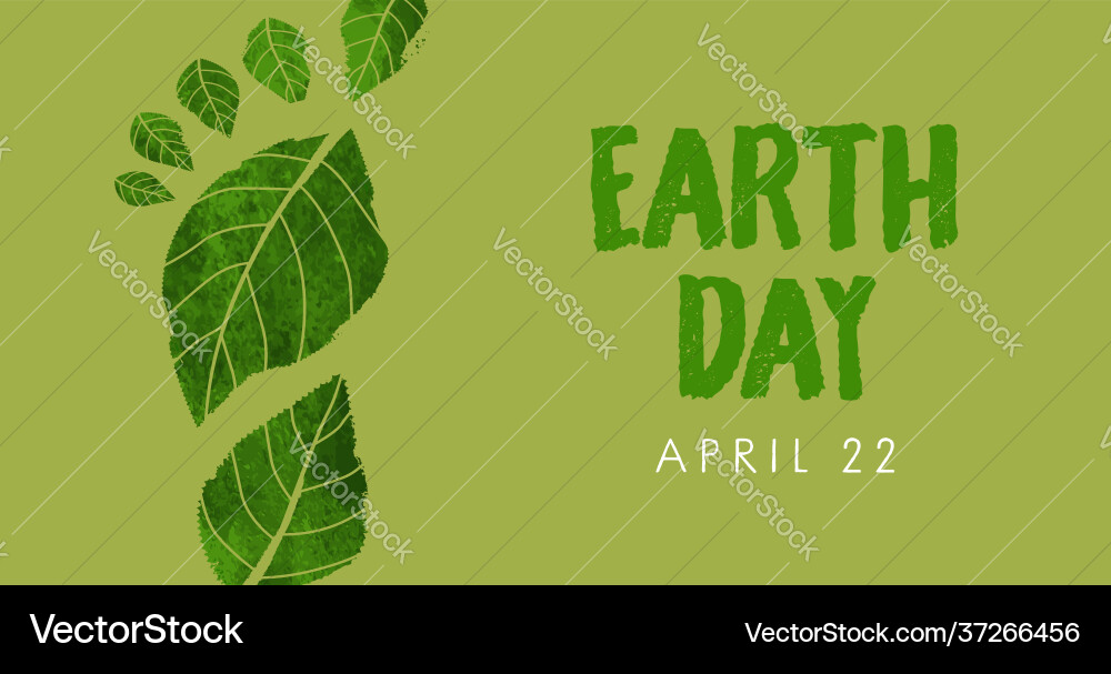 Earth day green leaf foot print concept banner Vector Image