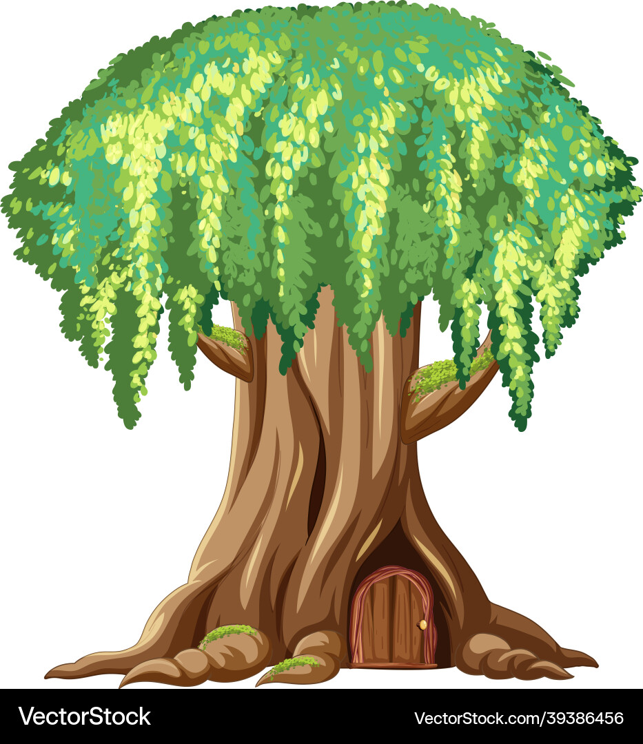 Fantasy huge tree on white background Royalty Free Vector