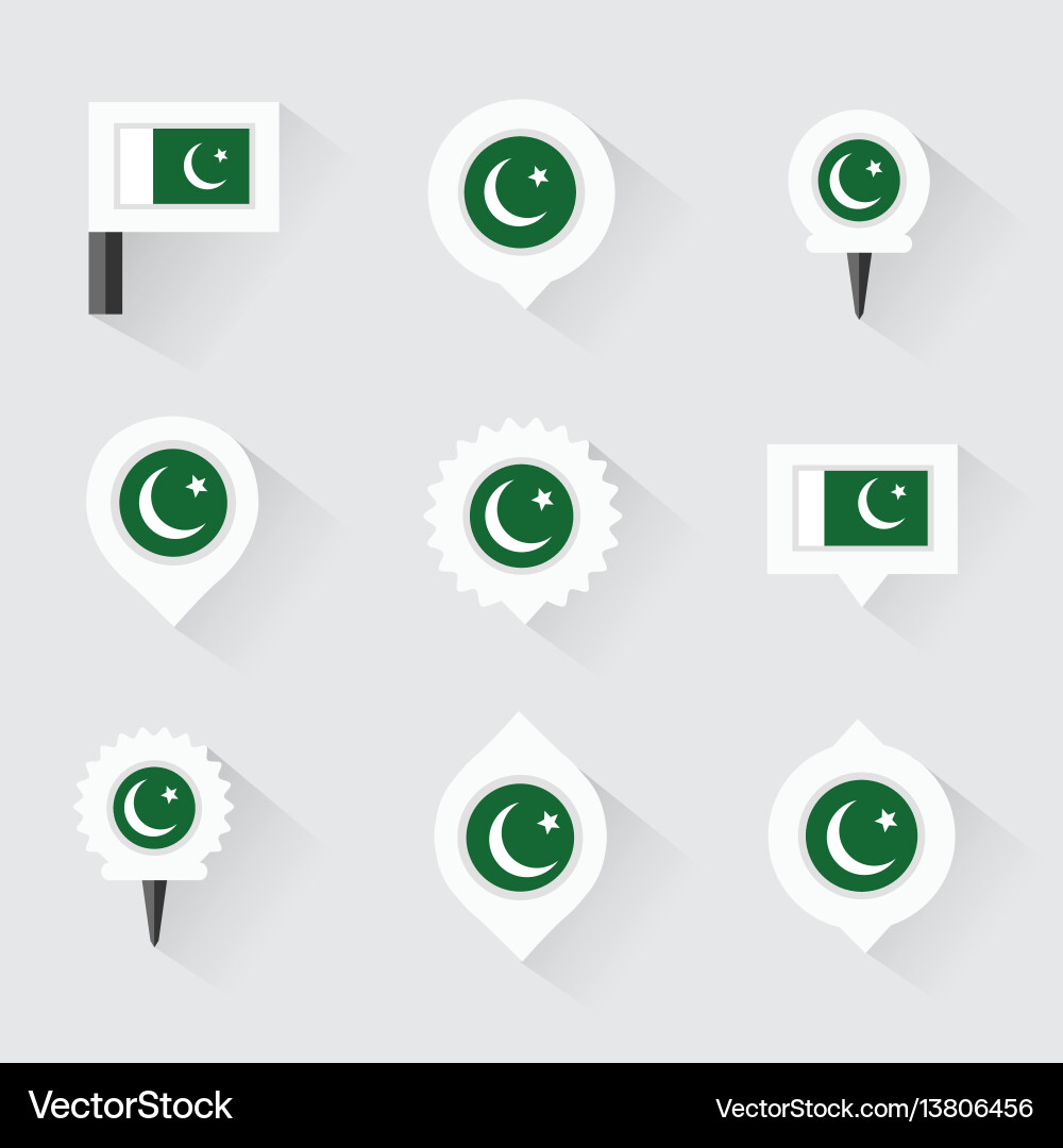 Pakistan flag and pins for infographic map Vector Image