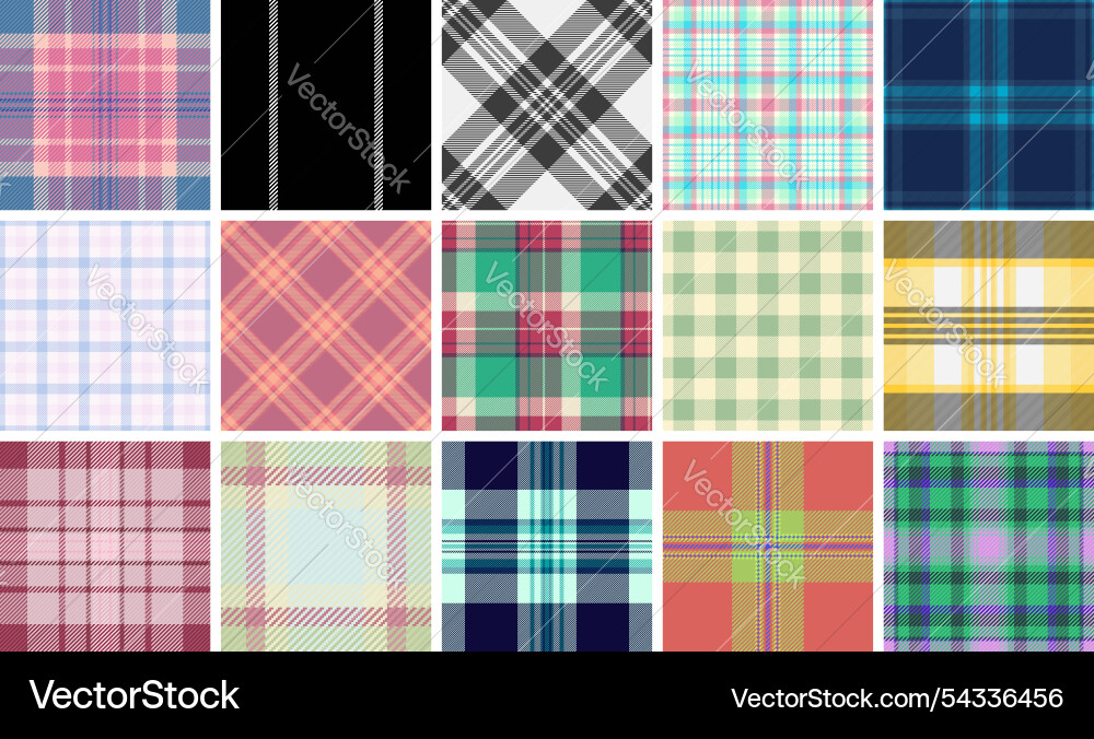 Plaid fabric designs with square checks Royalty Free Vector