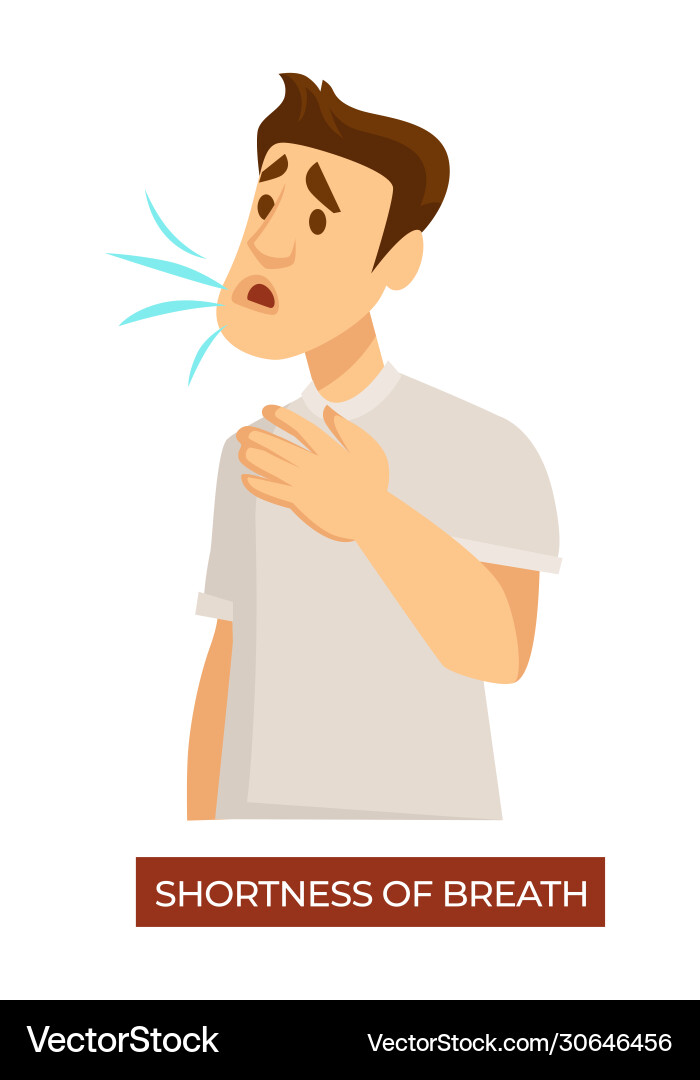 Shortness breath man with symptoms Royalty Free Vector Image