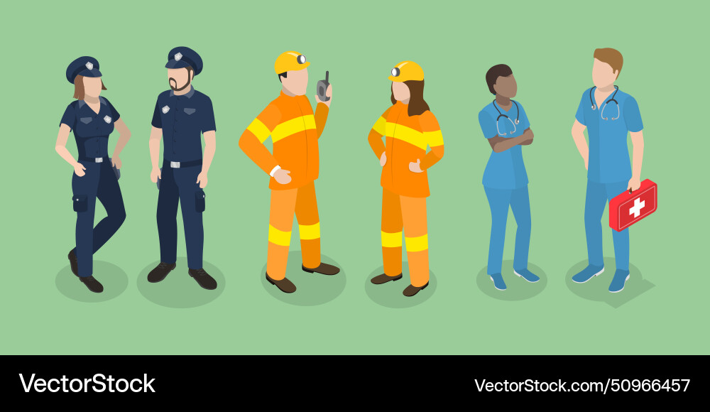 3d isometric flat of emergency Royalty Free Vector Image