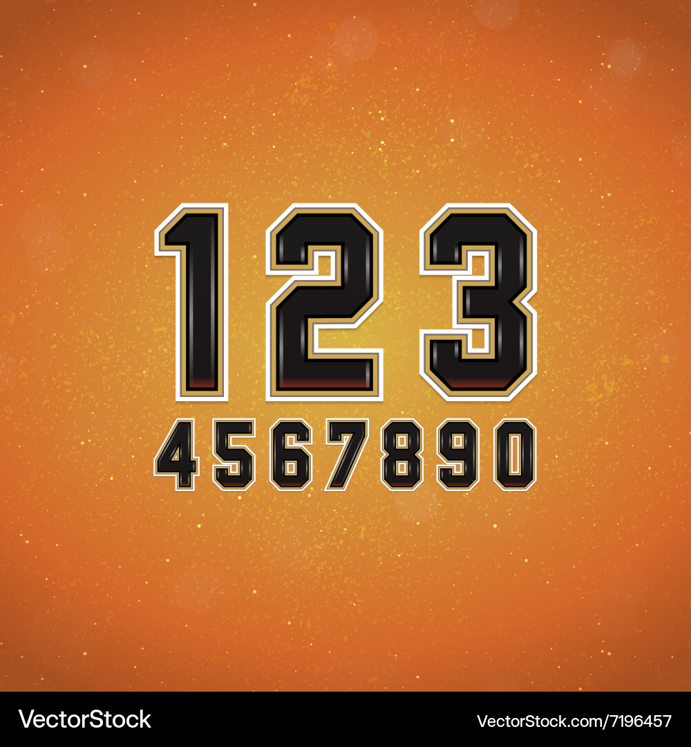 Bold Sport Numbers - Vintage Style Royalty Free Vector Image