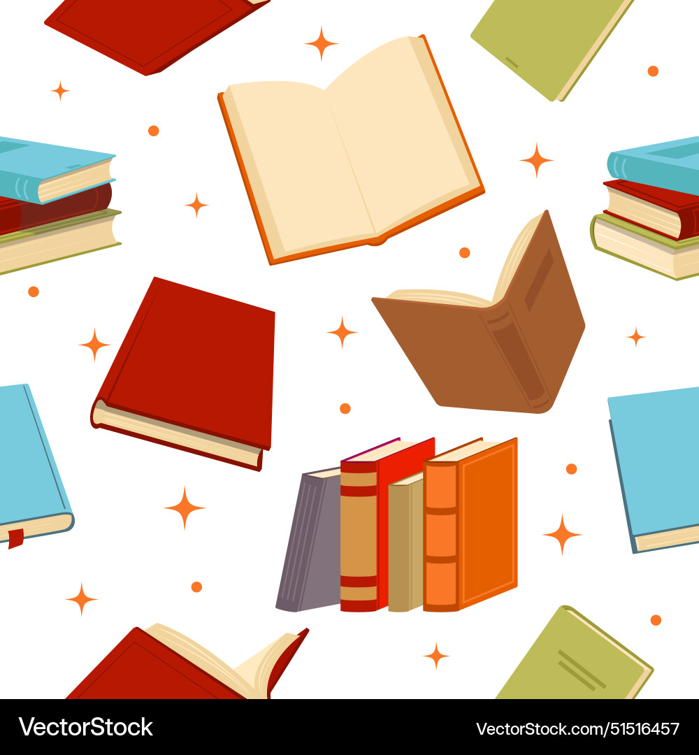 Books seamless pattern fiction and educational Vector Image