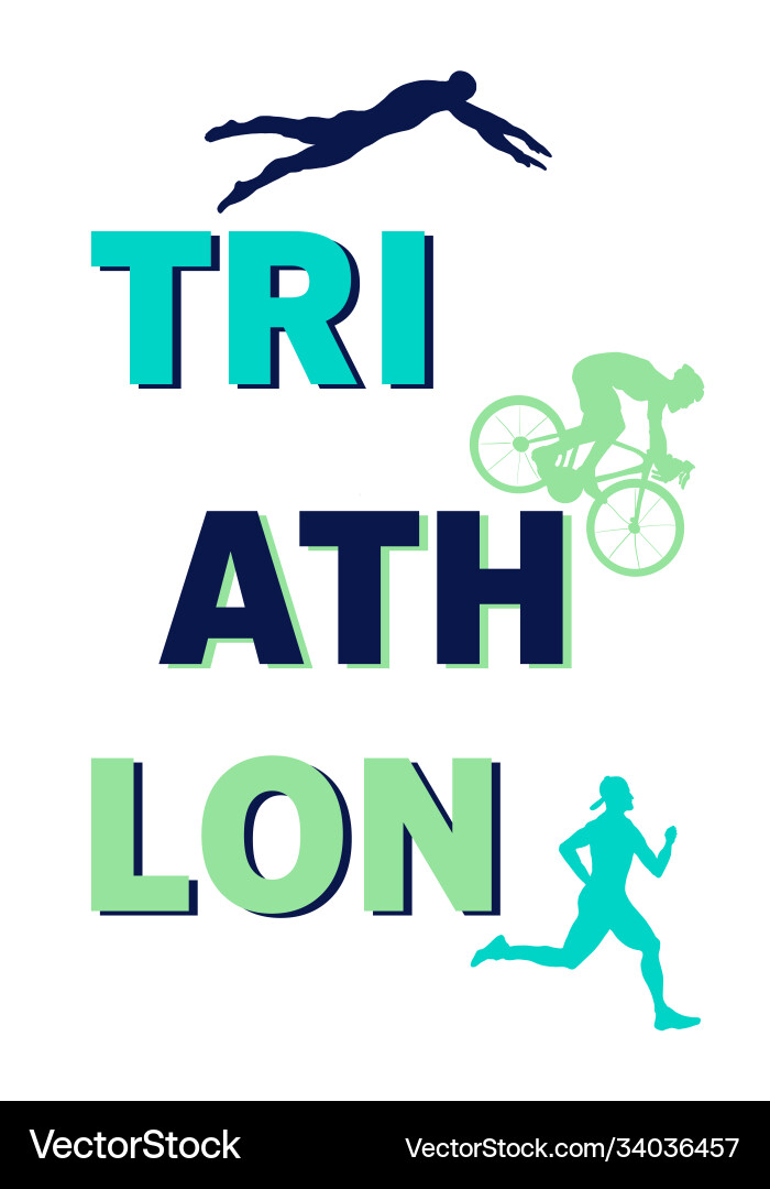 Color flat logo triathlon figures Royalty Free Vector Image