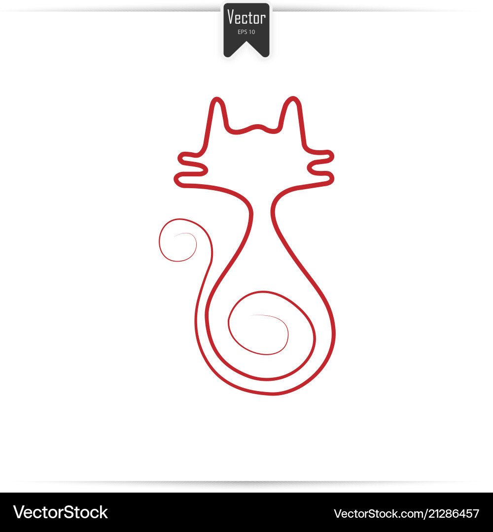 Continuous red line drawing of cat Royalty Free Vector Image